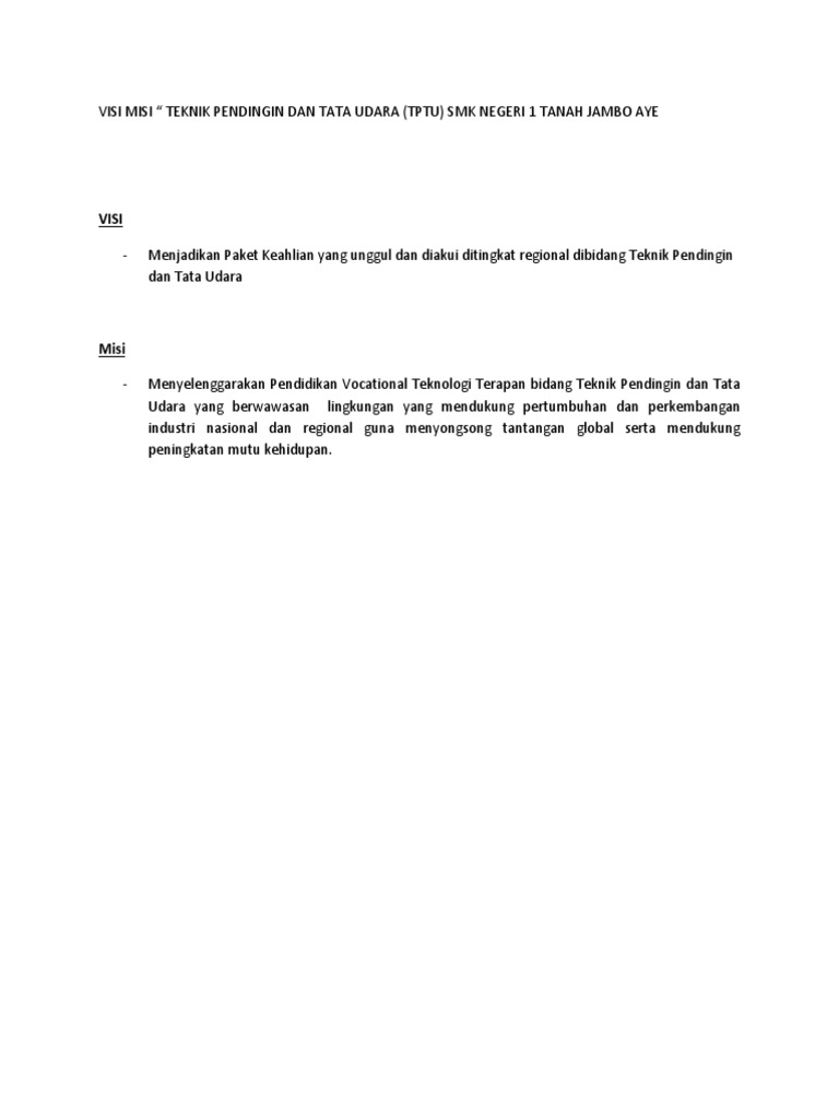 Visi Misi Tptu | PDF