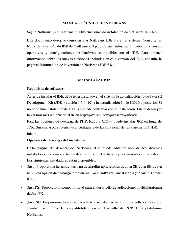 Manual Técnico de Netbeans | PDF | Entorno de desarrollo integrado | Frijoles Netos