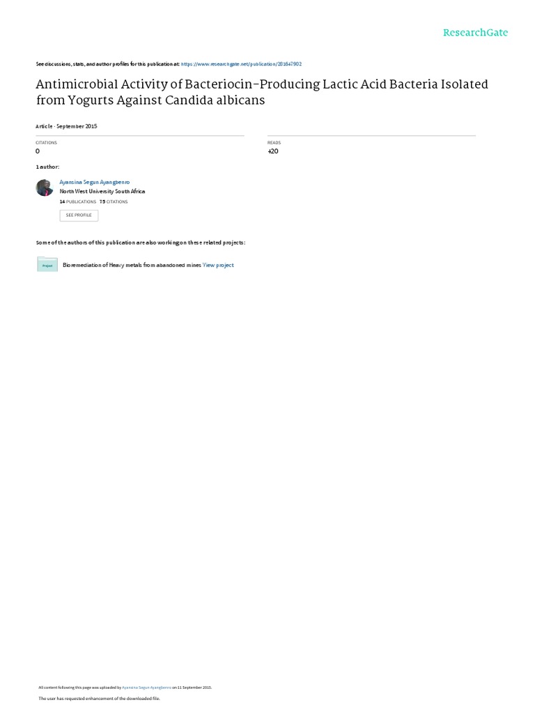 Antimicrobial Activity of Bacteriocin-Producing Lactic Acid Bacteria Isolated From Yogurts ...