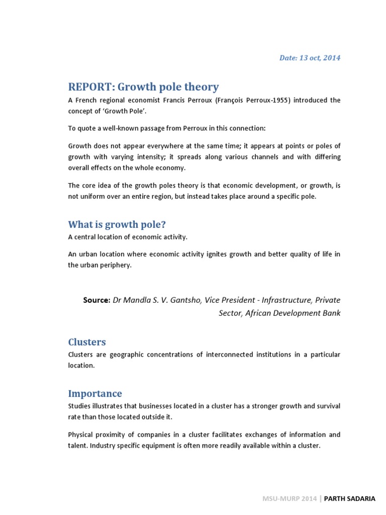Growth Pole Theory PDF | PDF | Economic Development | Economic Growth