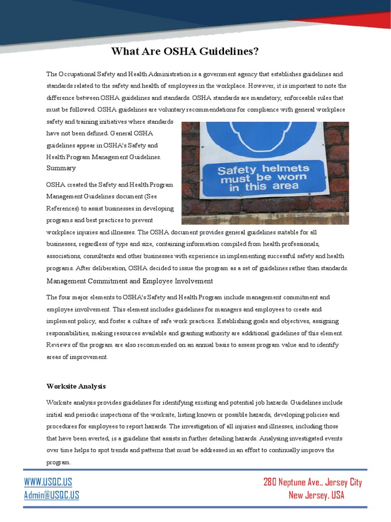 OSHA Guidelines | PDF | Occupational Safety And Health Administration ...