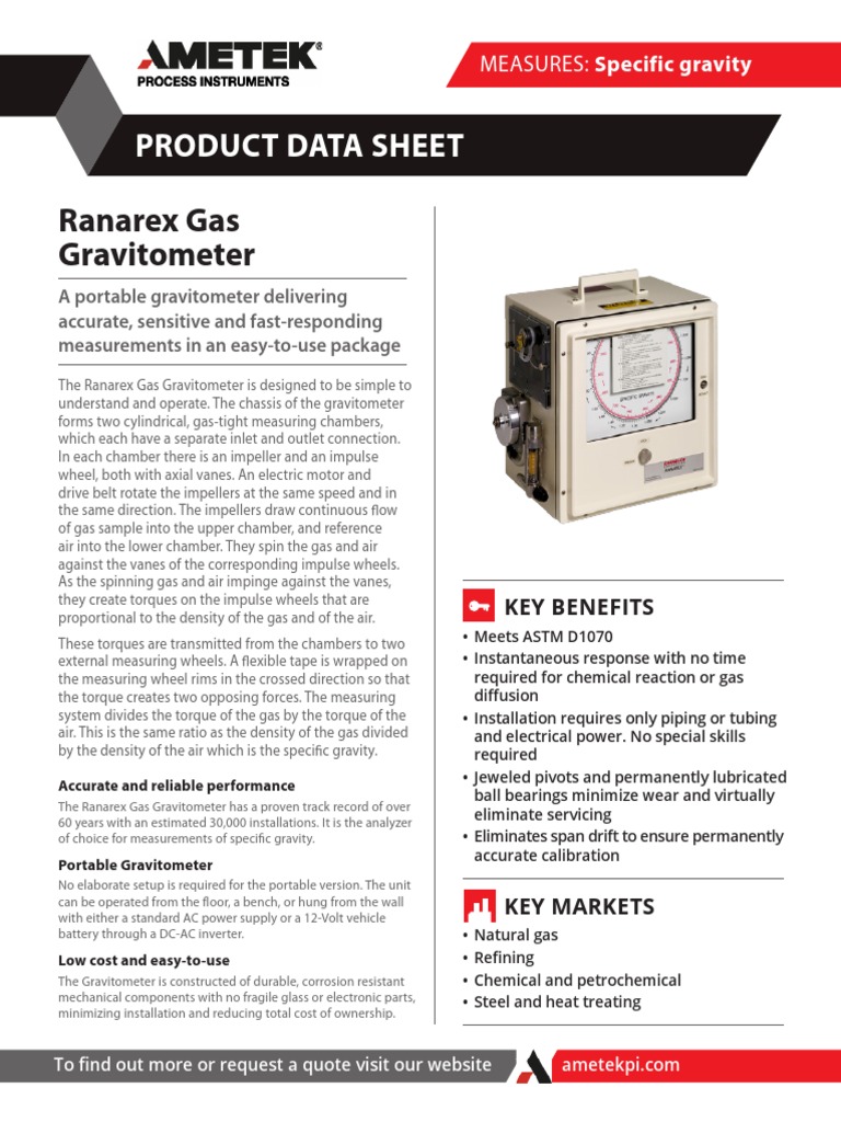 Ranarex Gravitometer | PDF | Natural Gas | Oil Refinery