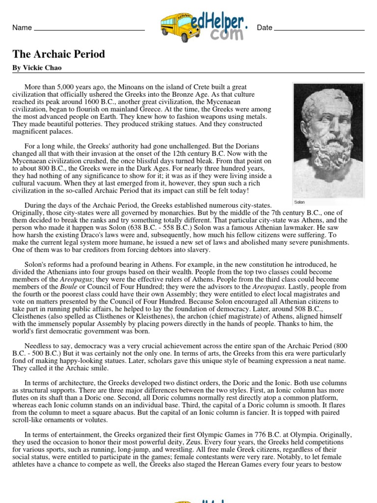 Ancient Greece Arhaic Period | PDF | Ancient Greece | Column
