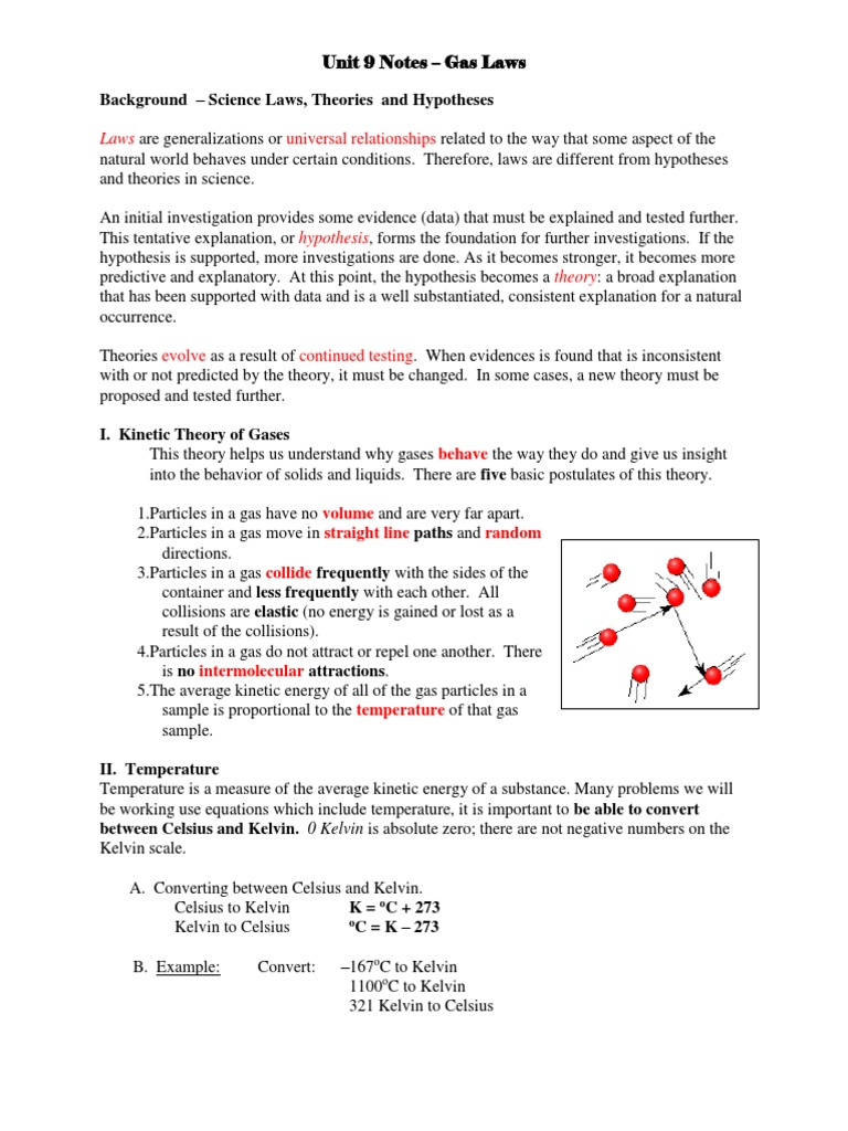Gas Law Notes | PDF | Gases | Pressure