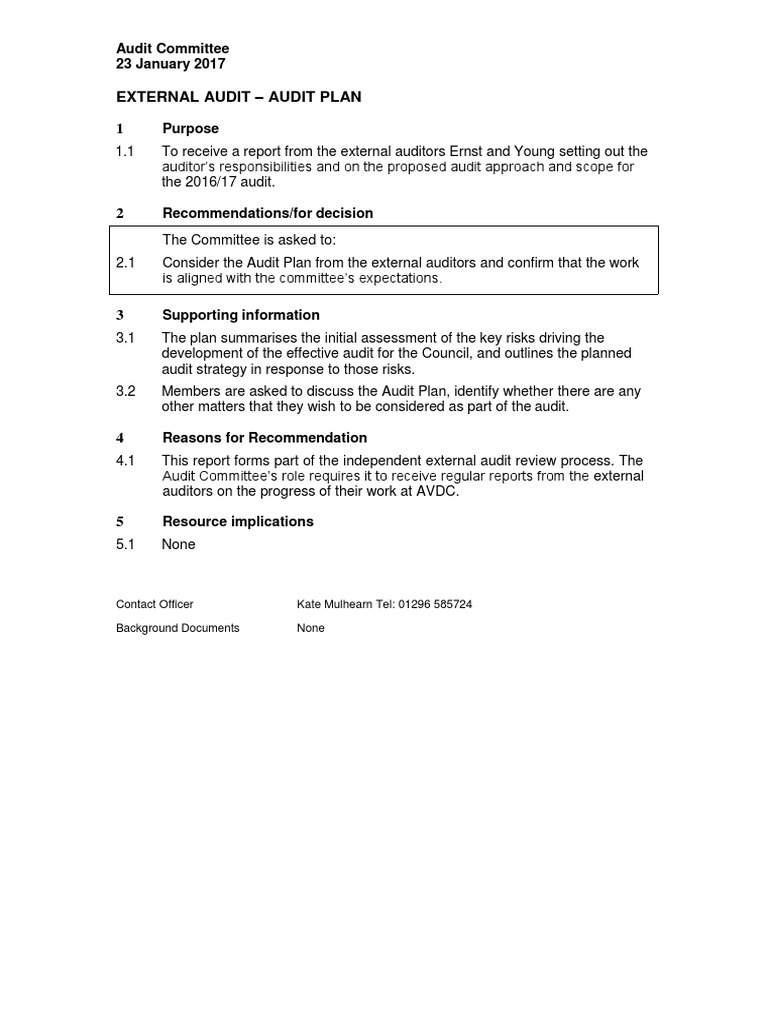 External Audit - Audit Plan 1 | PDF | Going Concern | Audit