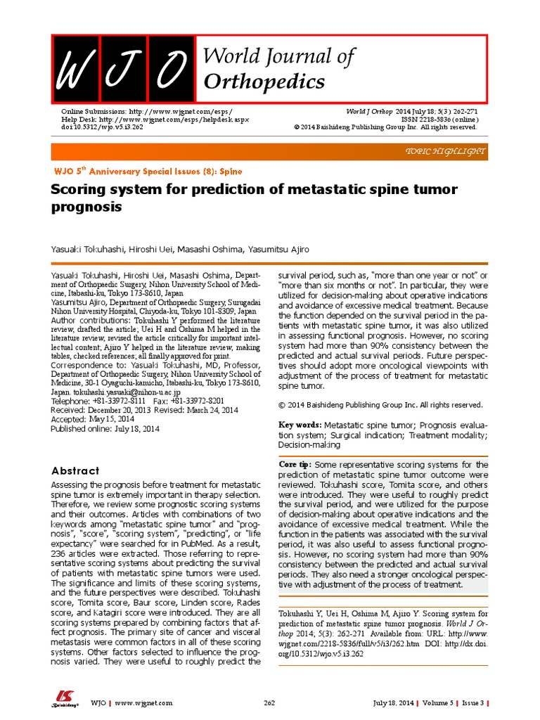 Tomita Score | PDF | Metastasis | Radiation Therapy