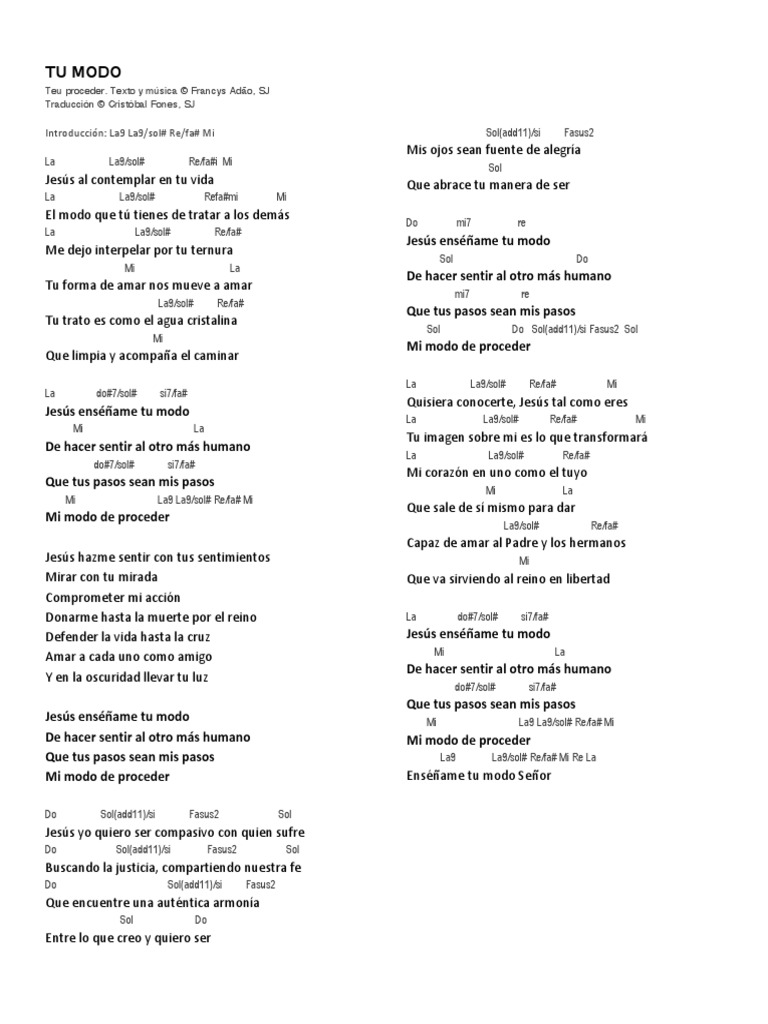 06 Tu Modo Acordes PDF | PDF | Religión y creencia