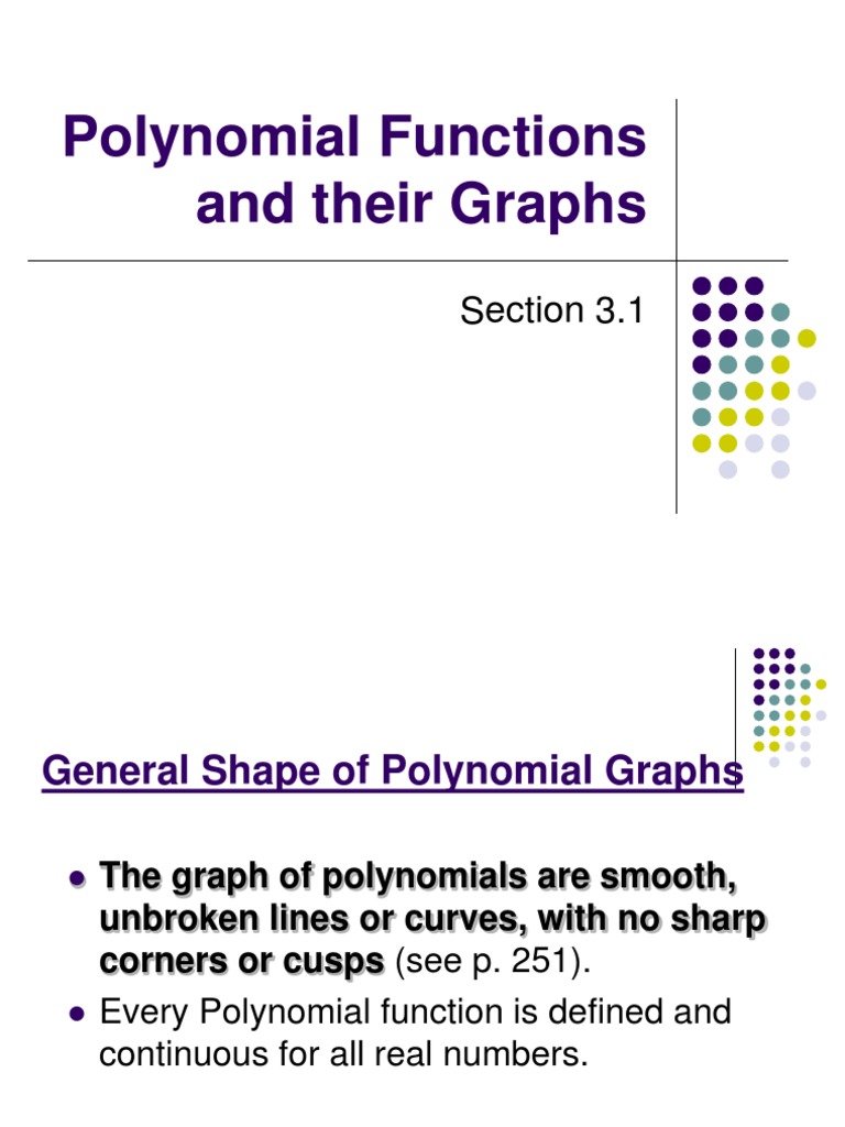 3.1 Graphs of Polynomial Functions | PDF | Polynomial | Zero Of A Function
