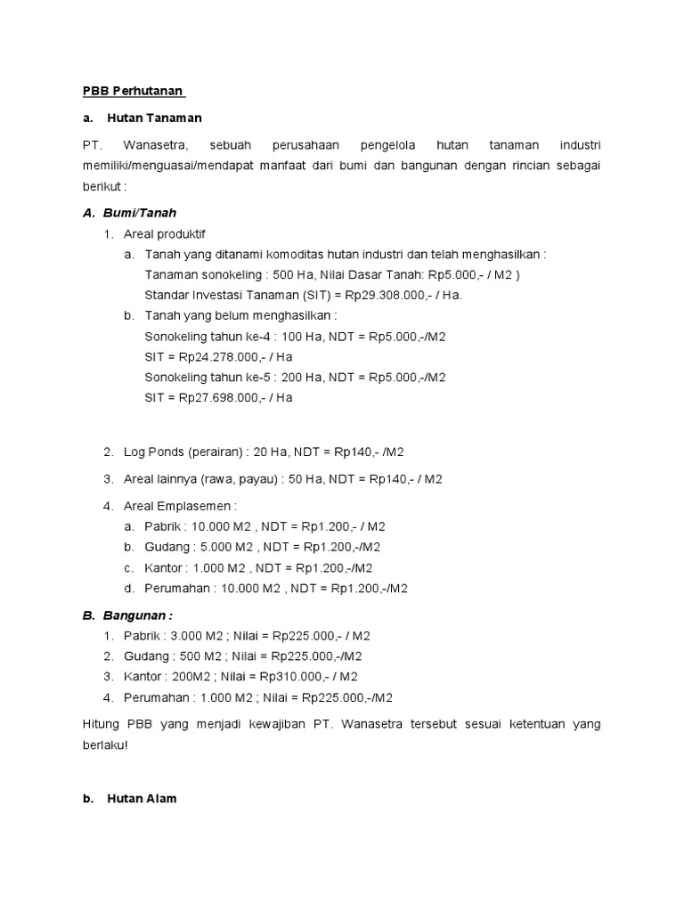 Contoh Soal PBB Hutan | PDF
