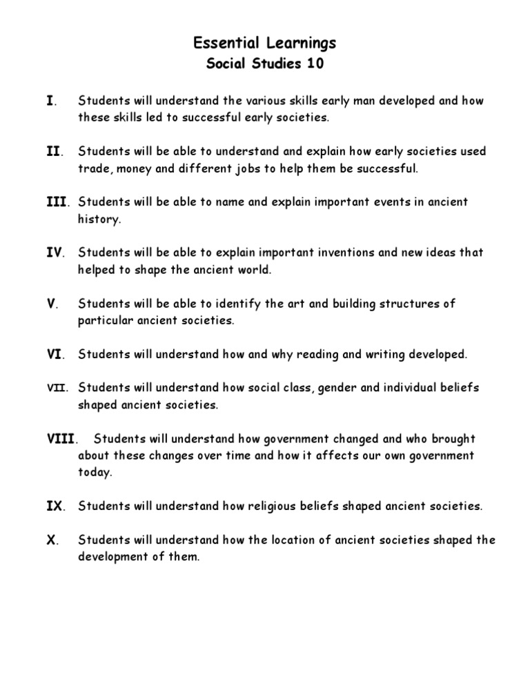 Essential Learnings in Social Studies 10 | PDF | History