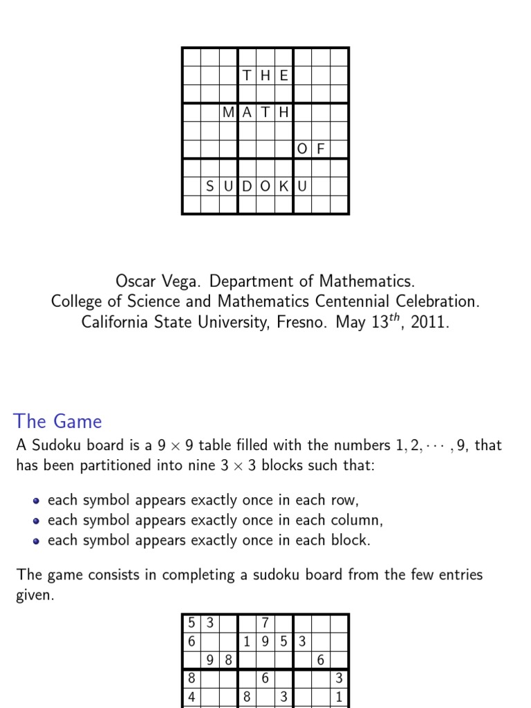 THE Math OF Sudoku | PDF | Discrete Mathematics | Combinatorics