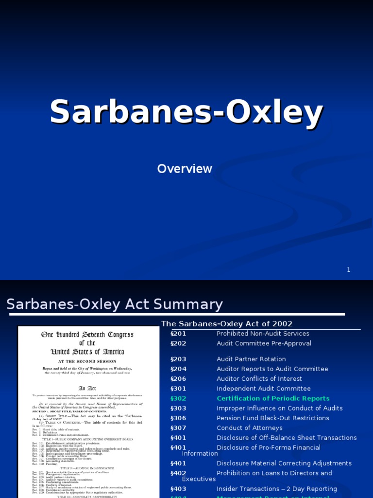 Sox | Sarbanes–Oxley Act | Internal Control