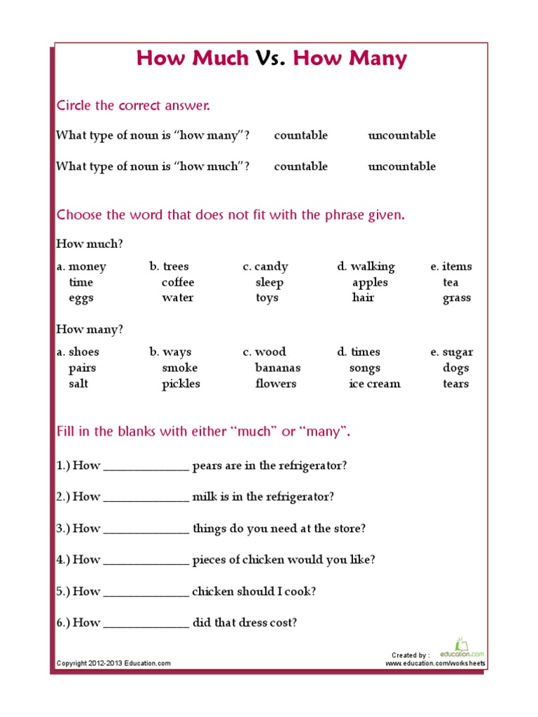 How Much or How Many | PDF
