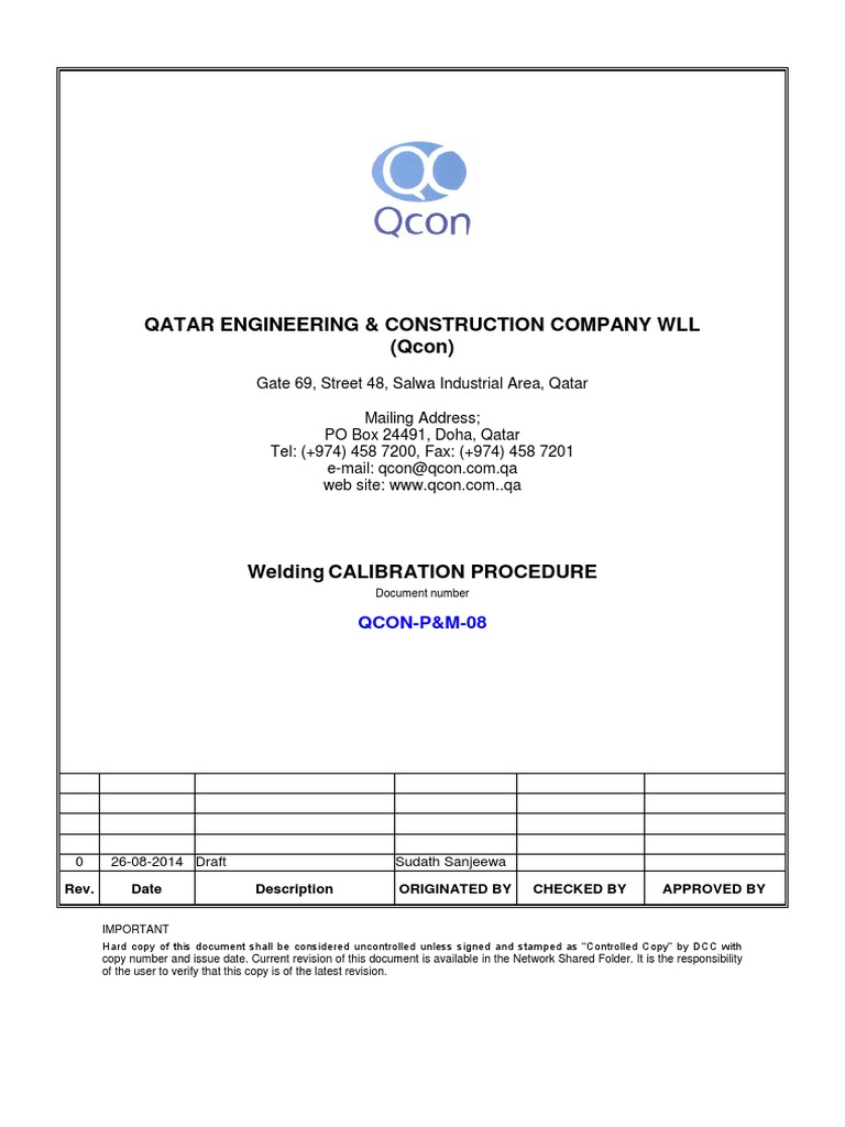 Qatar Engineering & Construction Company WLL (Qcon) | PDF | Calibration ...