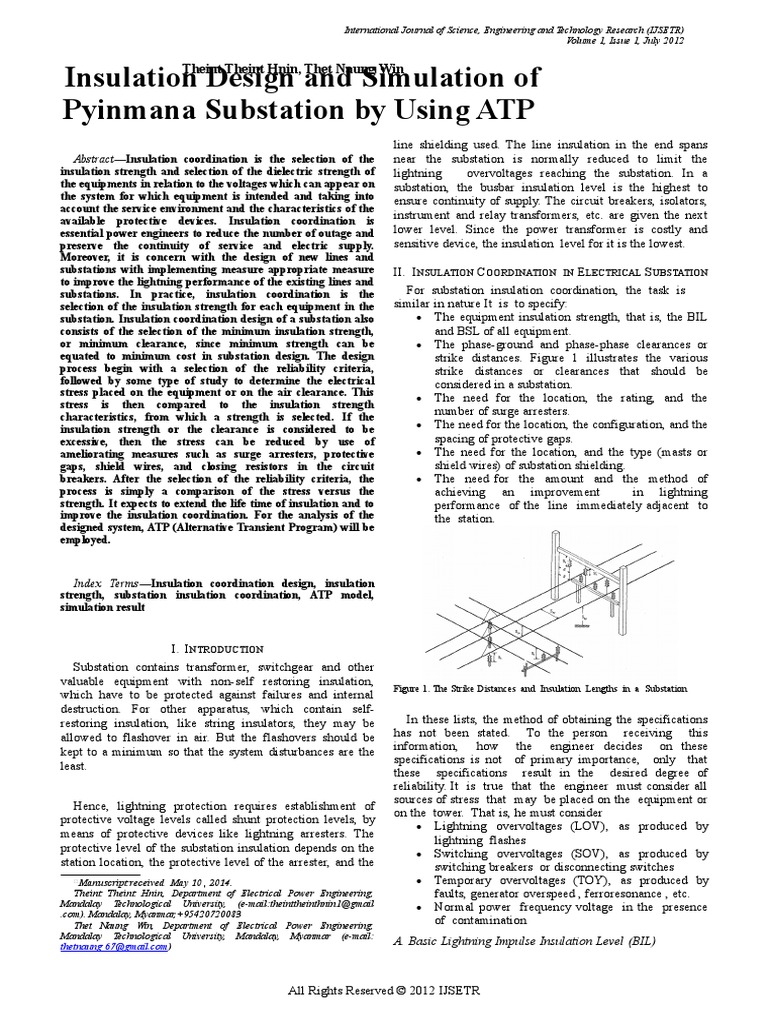 542136insulation Design and Simulation of Pyinmana Substation by Using ...
