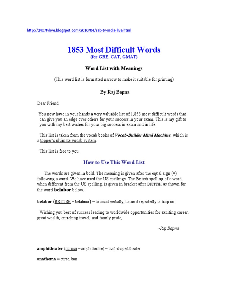 2000 Difficults Word's | PDF
