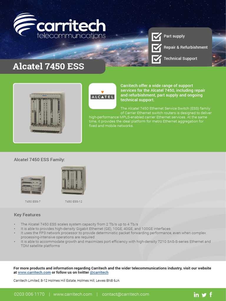 Alcatel 7450 ESS Support Services | PDF | Multiprotocol Label Switching ...