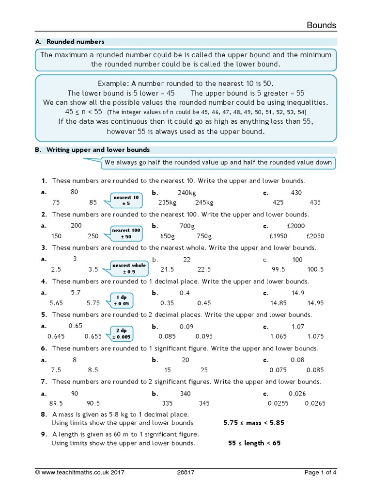 Upper and Lower Bounds | PDF | Significant Figures | Applied Mathematics