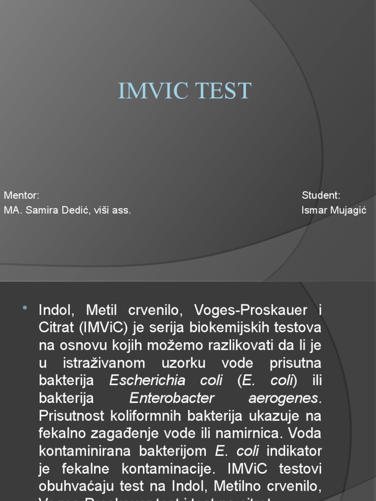 Imvic Test Prezentacija | PDF