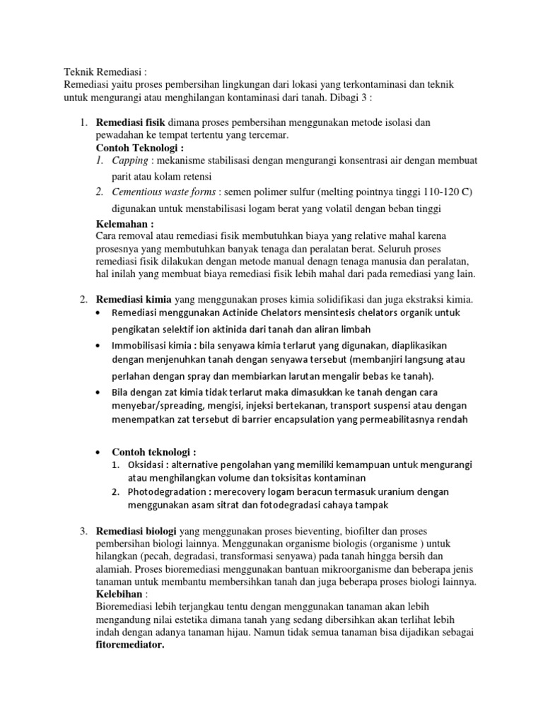 Teknik Remediasi Dan Karakteristik Tanah | PDF