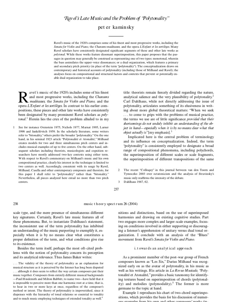 Ravel and Polytonality | PDF | Chord (Music) | Harmony