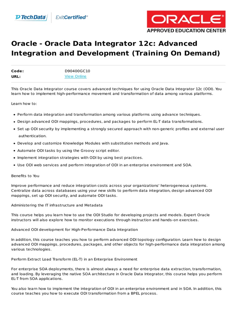Oracle Data Integrator 12c Advanced Integration And Development 2068