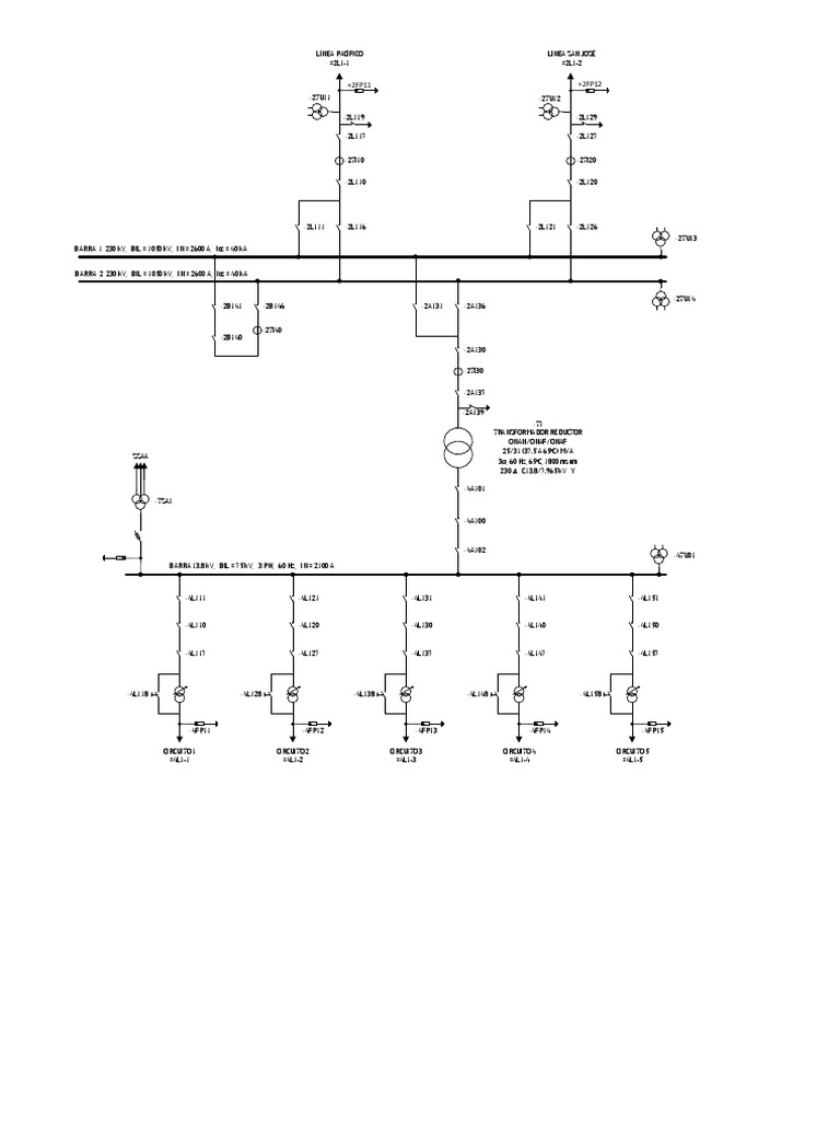 Diagrama Unifilar Subestación 230 KV | PDF