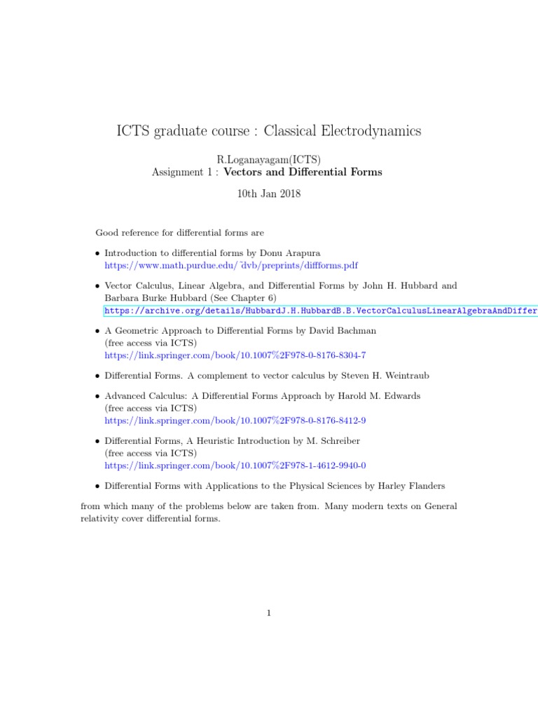 EM2019 Pset 1 VectorsForms | PDF | Differential Form | Tensor