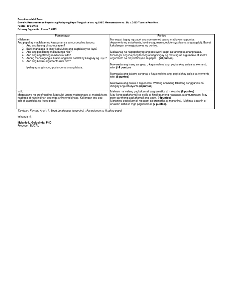 Proyekto Sa Panggitnang Pagsusulit SOSLIT 2018 | PDF