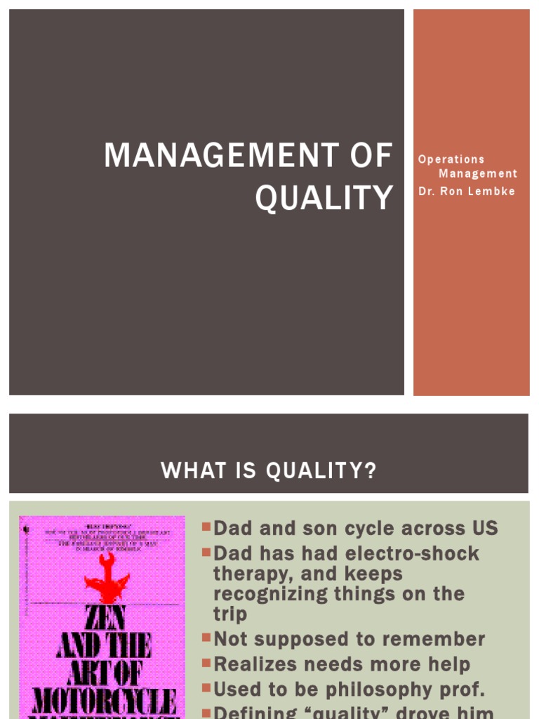Management of Quality: Operations Management Dr. Ron Lembke | Download ...