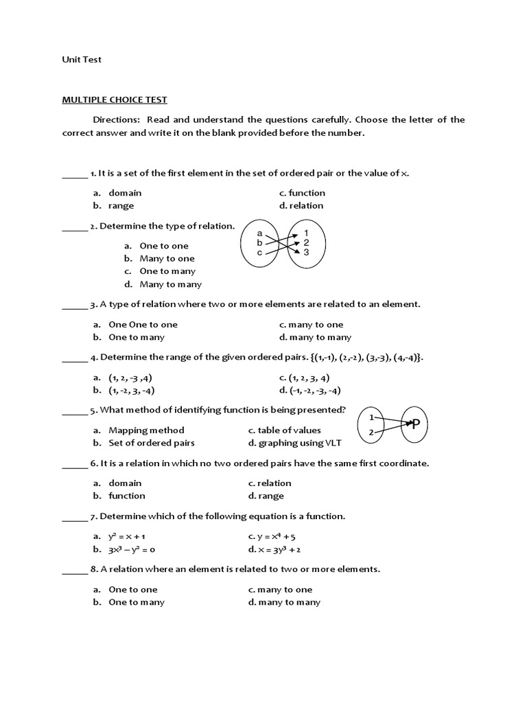 Multiple Choice Test | PDF | Function (Mathematics) | Analysis