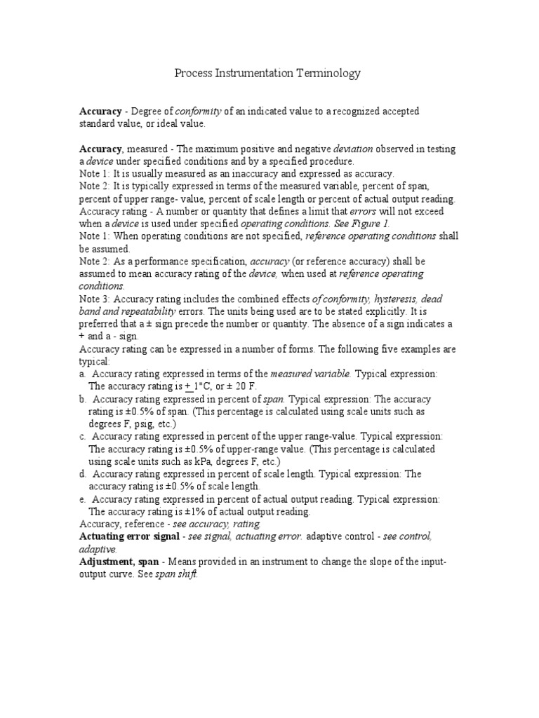 Process Instrumentation Terminology Performance Chara | PDF | Control ...