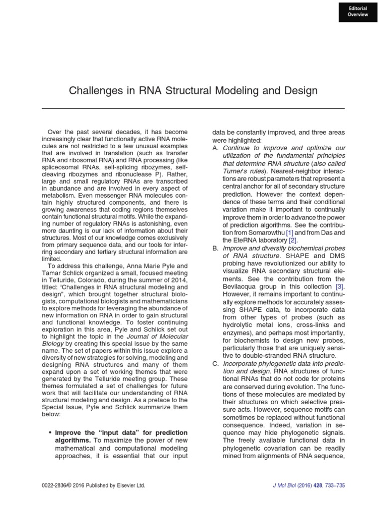 Challenges in RNA Structural Modeling and Des 2016 Journal of Molecular ...