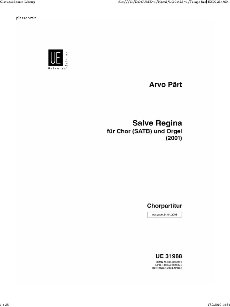 Salve Regina Arvo Part PDF | PDF | Computer File | Computer File Formats