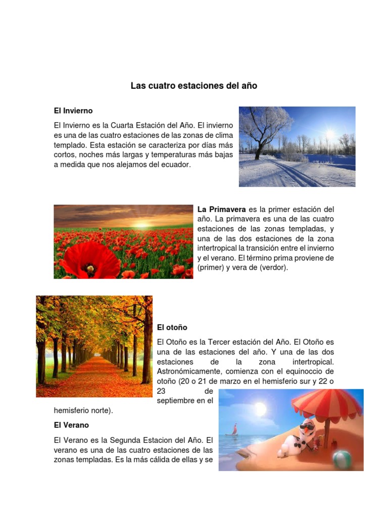 Las Estaciones del Año en Ecuador | PDF | Verano | Invierno