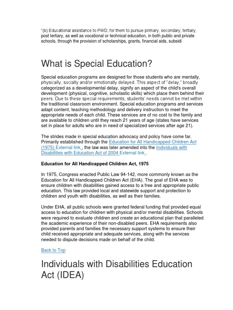 Ensuring Access to Education for Students with Disabilities: An ...