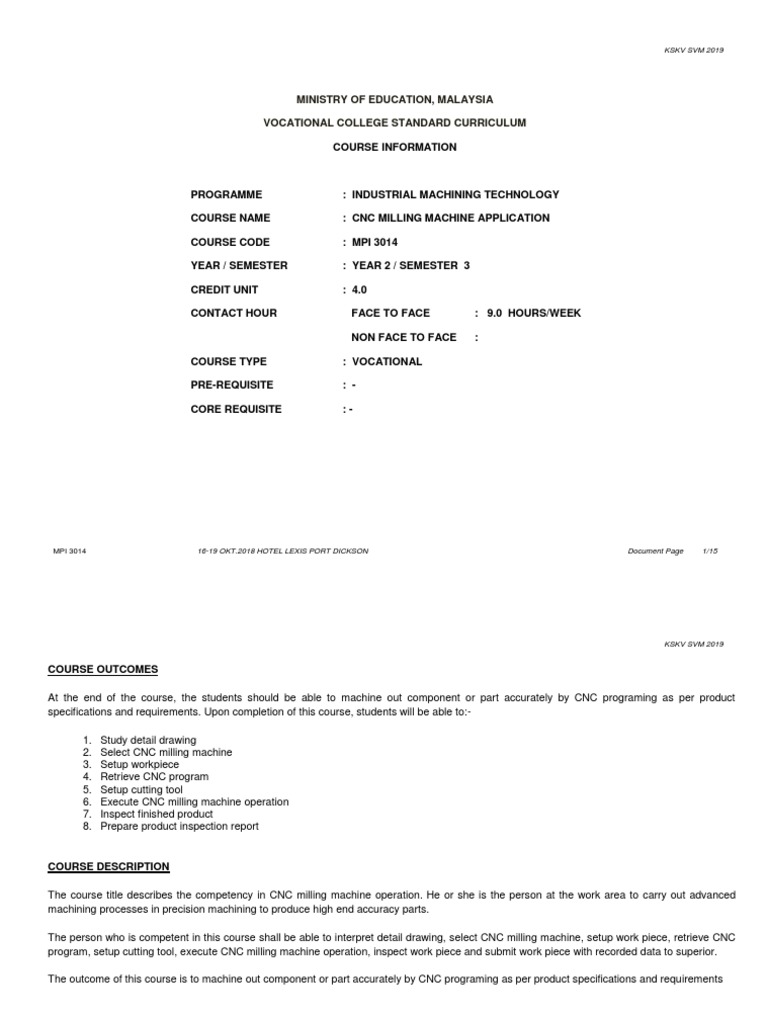 Mpi 3014 - CNC Milling Machine Application | PDF | Numerical Control | Machining