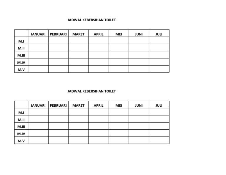 Jadwal Kebersihan Toilet | PDF