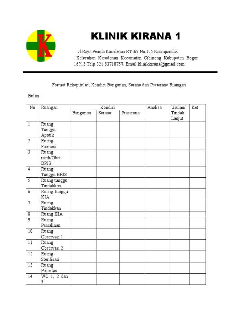 Form Laporan Rekap Sarpras | PDF