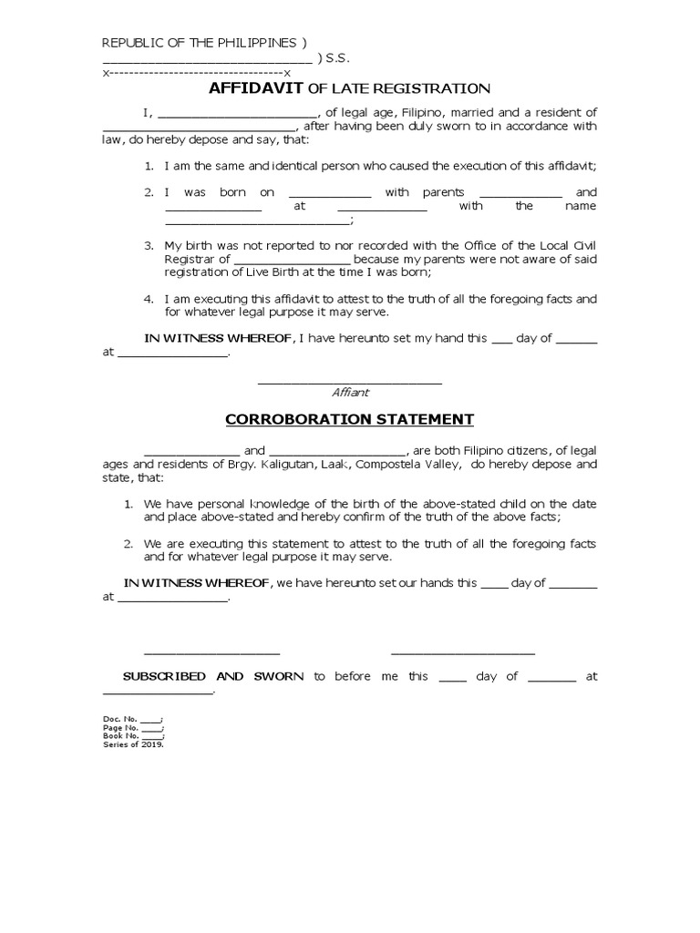 Affidavit of Late Registration | PDF