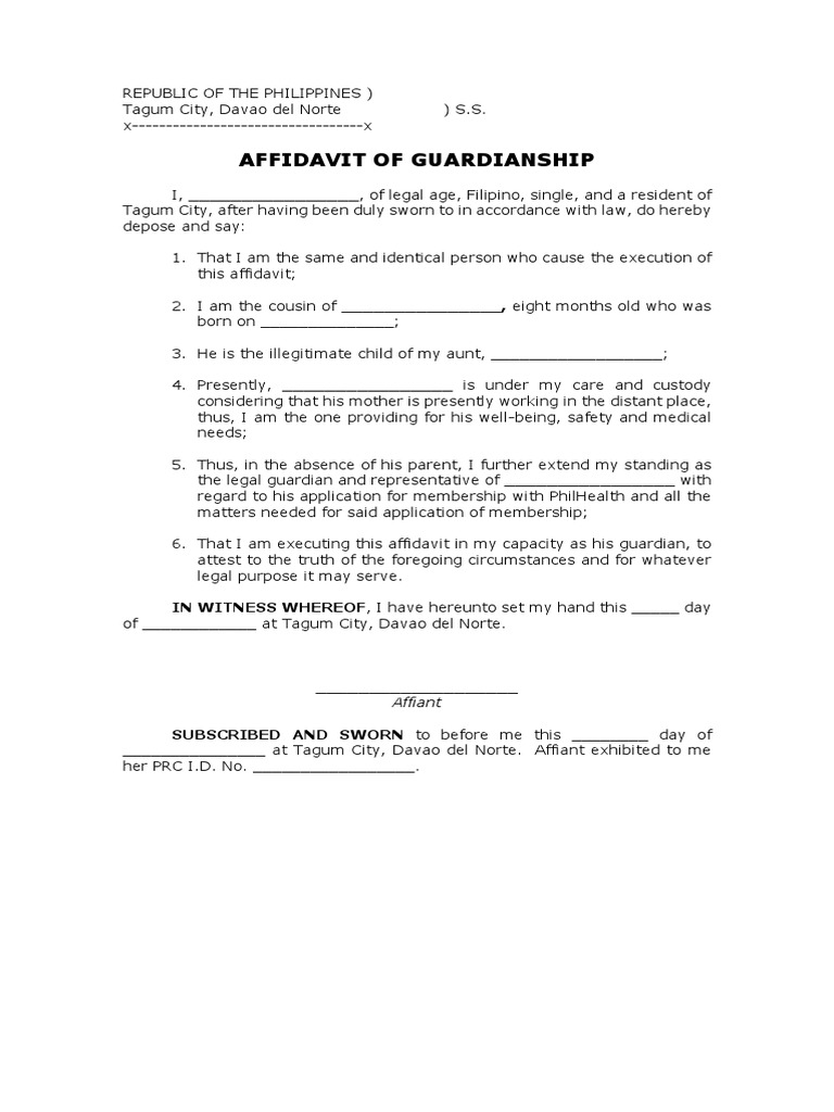 Affidavit of Guardianship | PDF