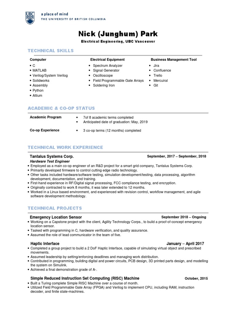 Nick Park Resume PDF | Download Free PDF | Simulation | Microcontroller