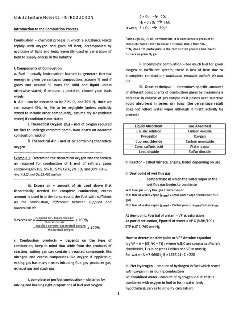 ChE 32 Lecture Notes 01 Intro | PDF | Relative Humidity | Combustion