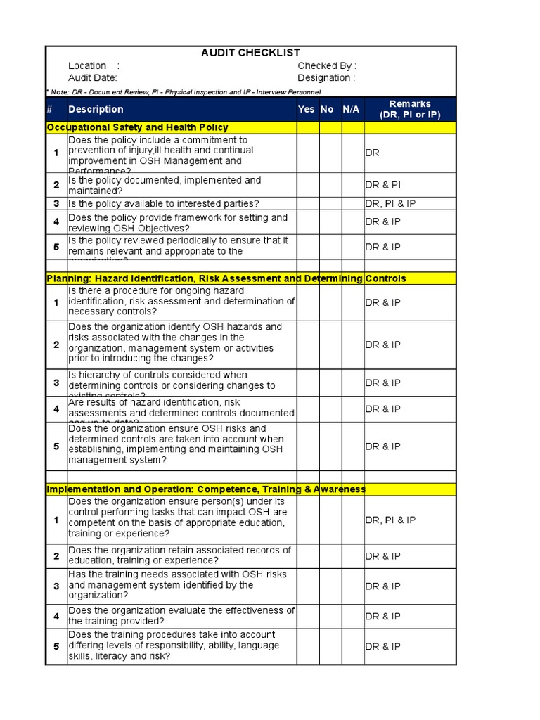 Audit Checklist | PDF | Risk Assessment | Risk