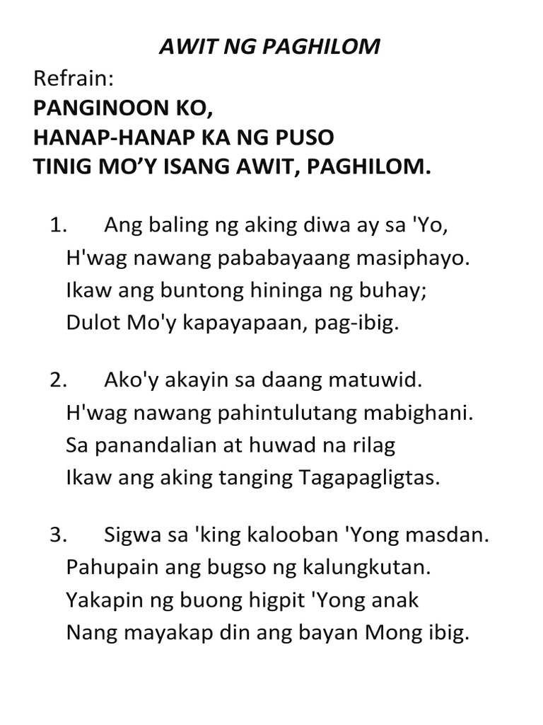 Awit NG Paghilom | PDF