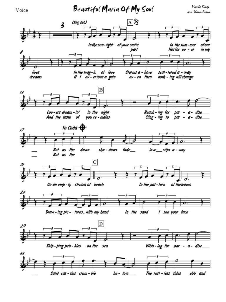 Beautiful Maria of My Soul Lyrics | PDF | Physical Oceanography | Nature