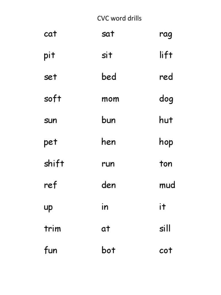 CVC Word Drills | PDF
