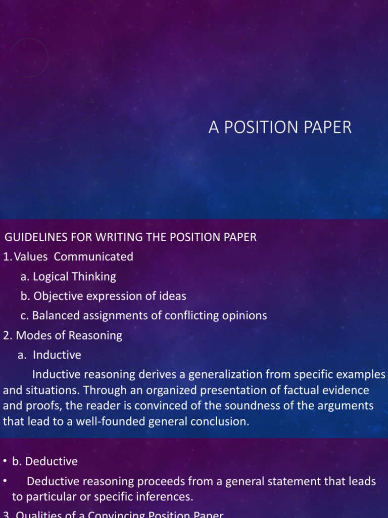 Position Paper | PDF | Argument | Inductive Reasoning