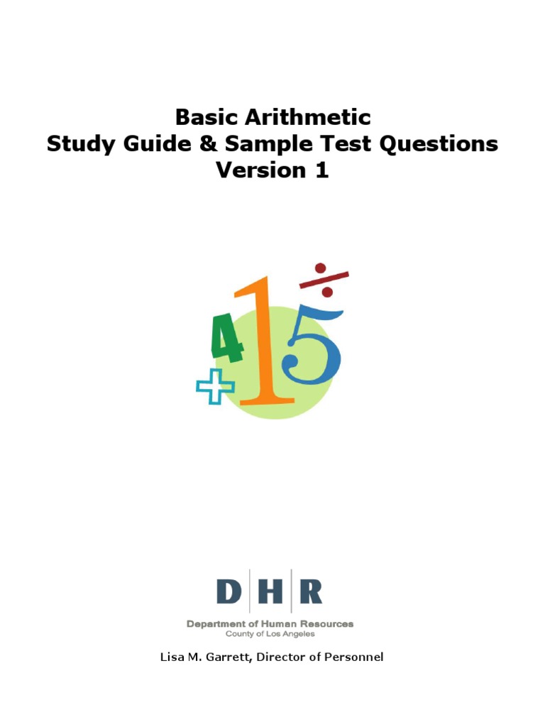 Basic Arithmetic Study Guide & Sample Test Questions: Lisa M. Garrett ...