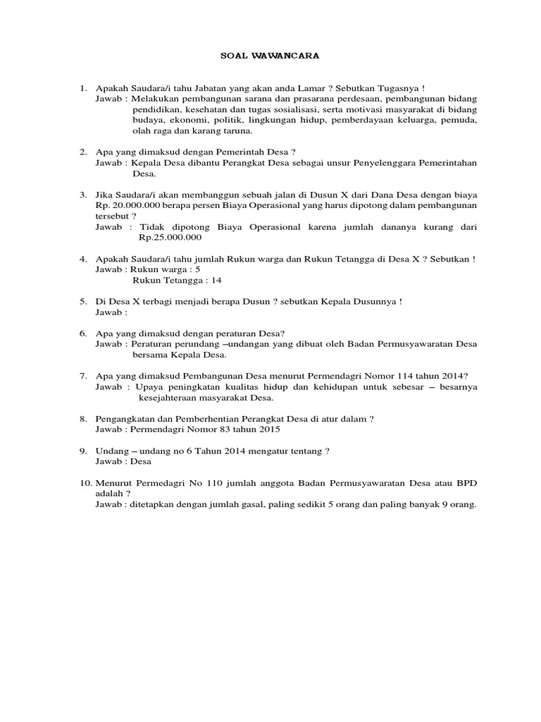 Contoh Soal Wawancara | PDF